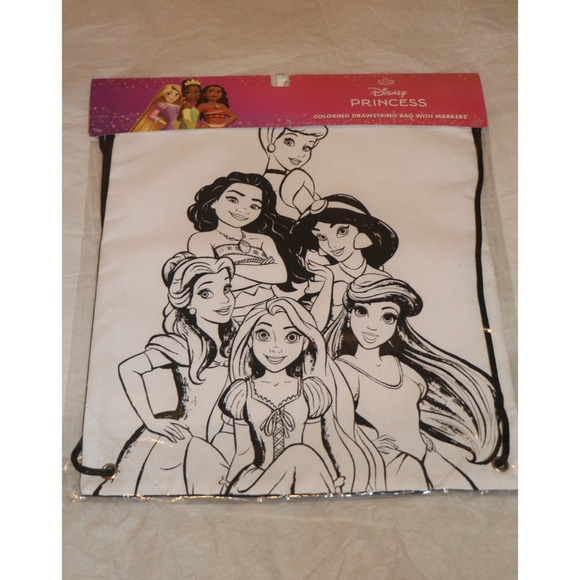 Disney | Other | Disney Princess Coloring Drawstring Bag With Markers ...
